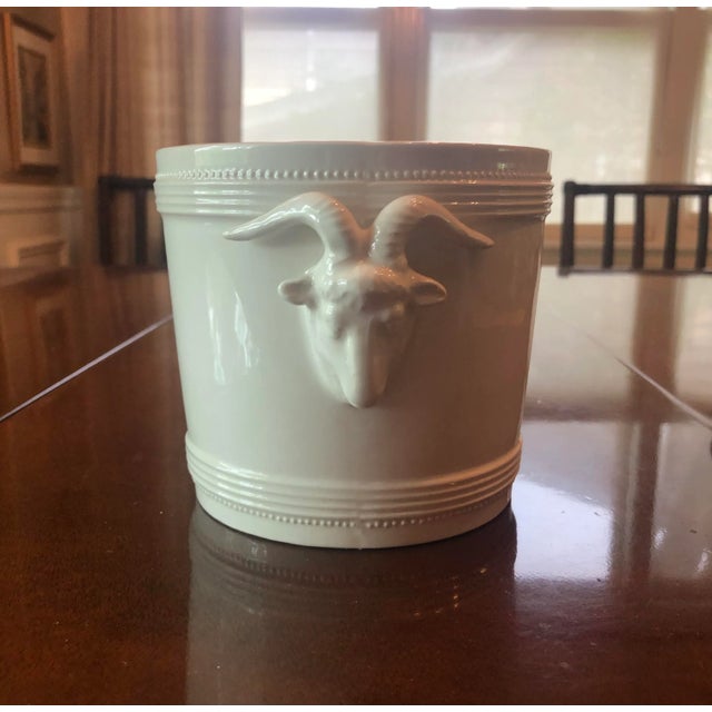 Vintage Porcelain Ram Head Planter, Italy | Chairish