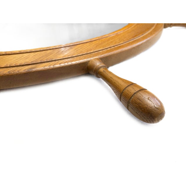Mid-Century Large Nautical Wooden Ship Wheel Shaped Wall Mirror | Chairish