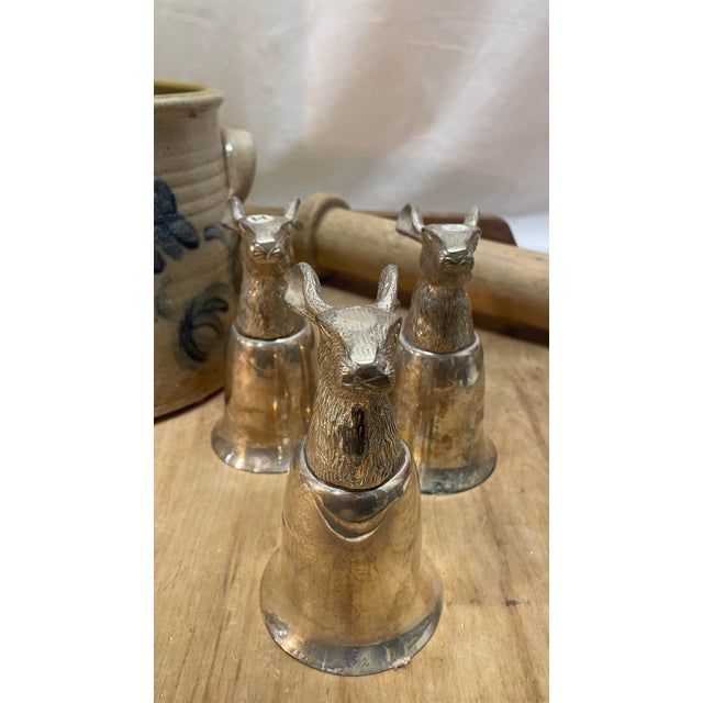 Set of 3 1940s Sliverplate Rabbit Stirrup Cups | Chairish
