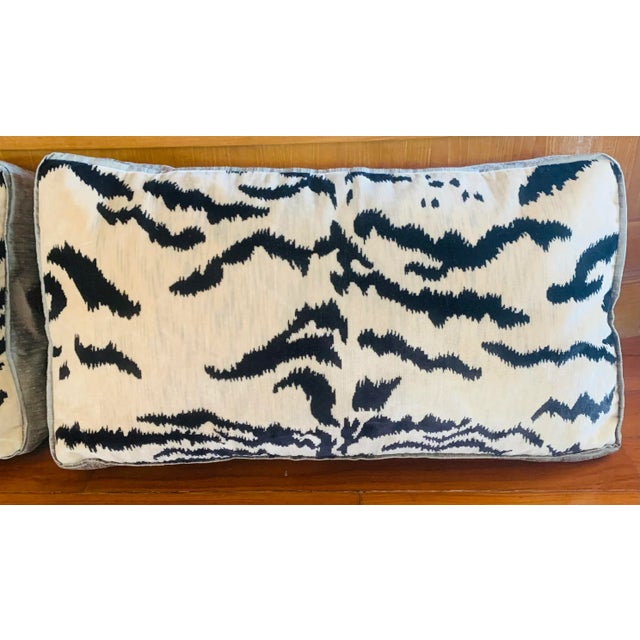 Contemporary Bevilacqua Silk Velvet Tiger Pillow Covers- a Pair | Chairish