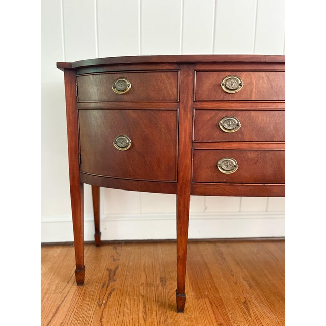 Hepplewhite Style Walnut Bow Front Sideboard | Chairish