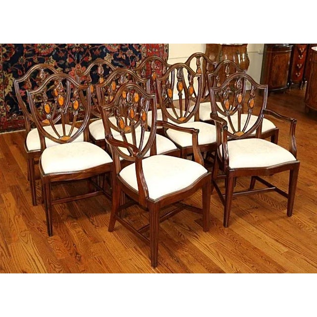 Set of 10 Mahogany Satinwood Inlaid Baltimore Federal Style Dining ...