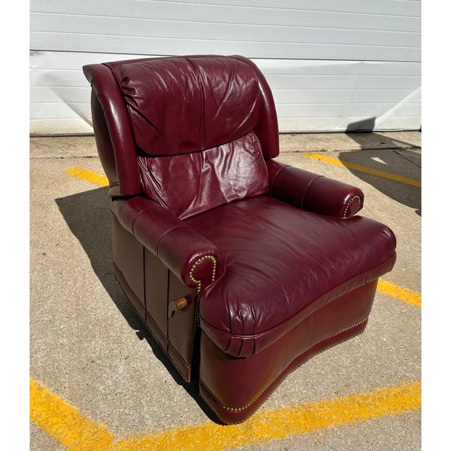 1990s Leathercraft Bradley Burgundy Leather Recliner | Chairish