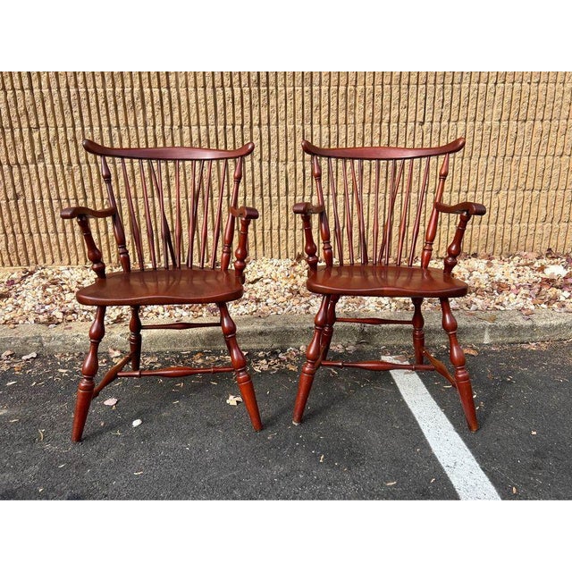 Pennsylvania House Solid Cherry Fiddleback Brace Back Windsor Chairs ...