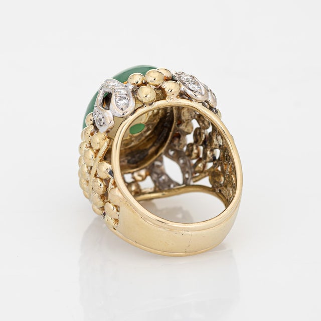 Large Jade Diamond Ring Vintage 60s Cocktail Jewellery 18k Yellow Gold ...