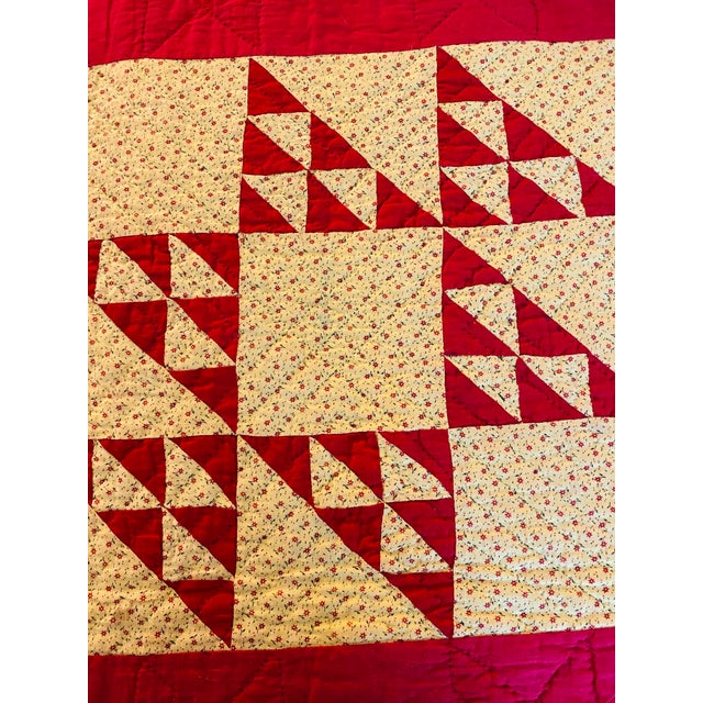 Antique Americana Pieced Red and Yellow Quilt, C. 1900 | Chairish