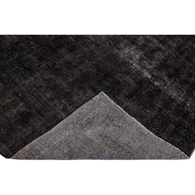 Vintage Overdyed Handmade Charcoal Wool Rug | Chairish