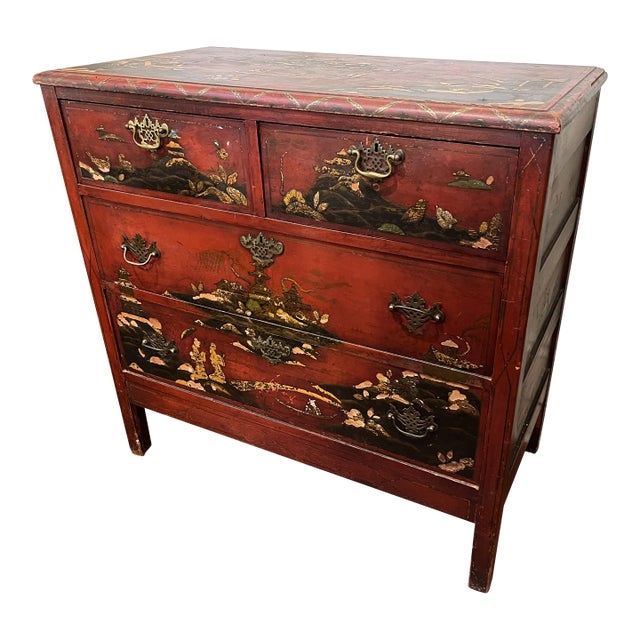 Late 19th Century Chinoiserie Decorated Chest of Drawers | Chairish