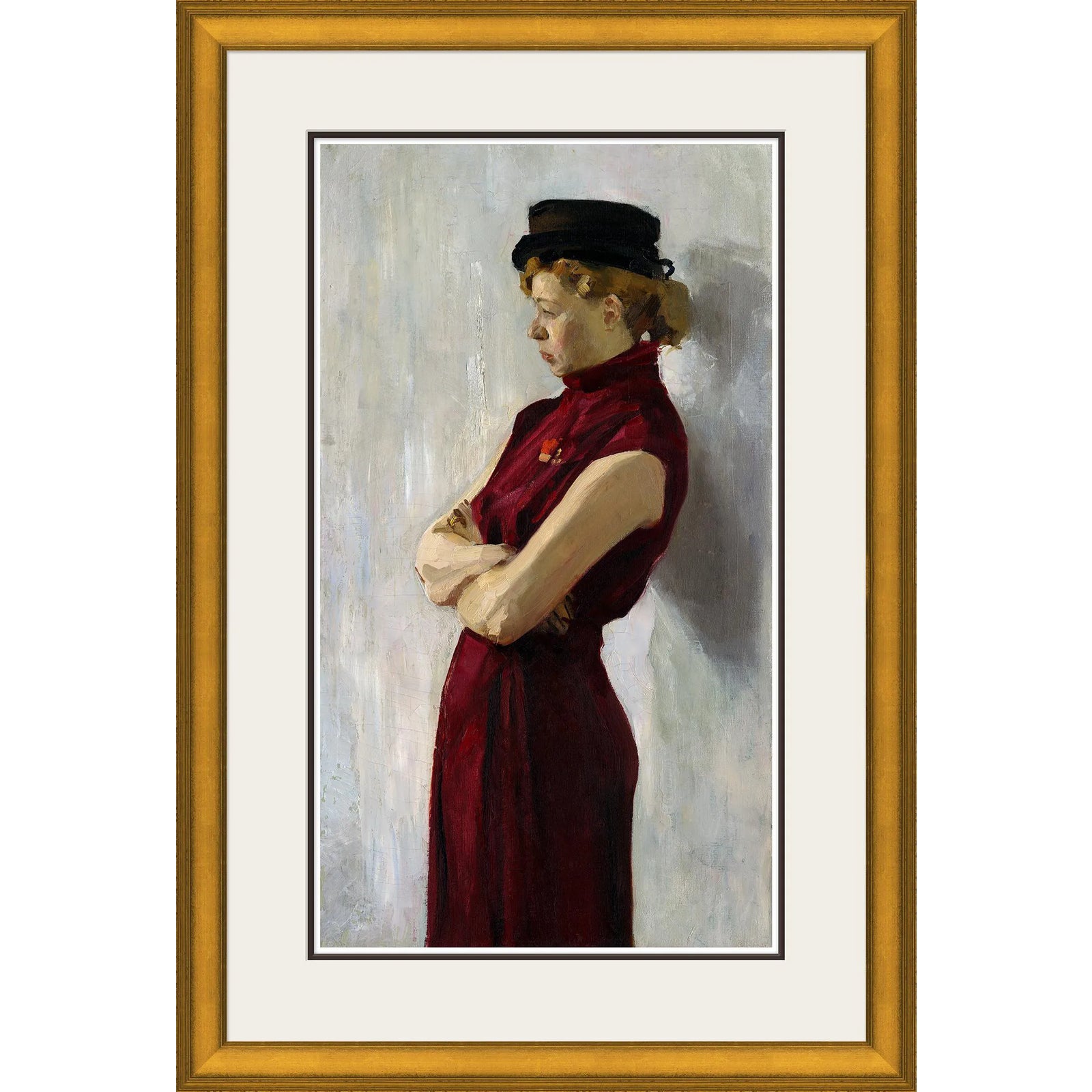 Lady in Red Canvas - Hand Embellished Framed Art | Chairish