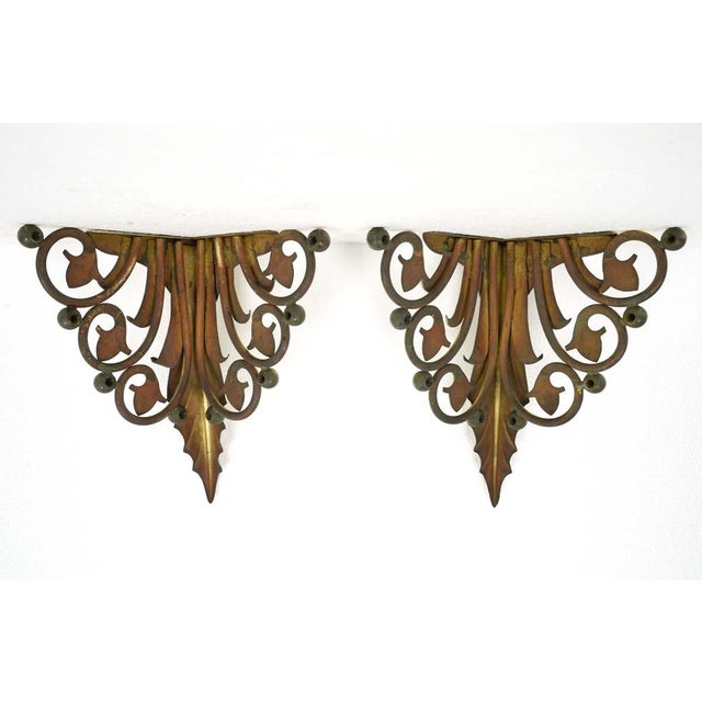 Pair of Mid 20th Century Bronze Art Deco Outside Corner Brackets | Chairish