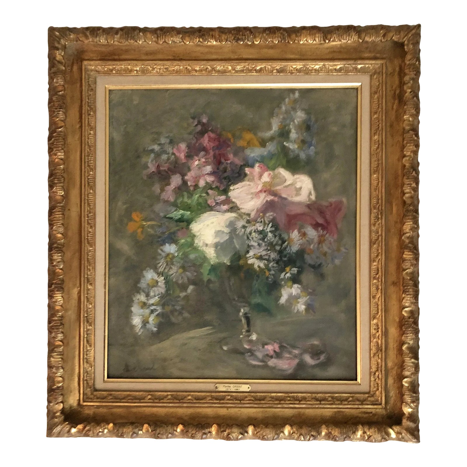 Early 20th Century Oil on Canvas Still Life With Flowers, by Listed ...