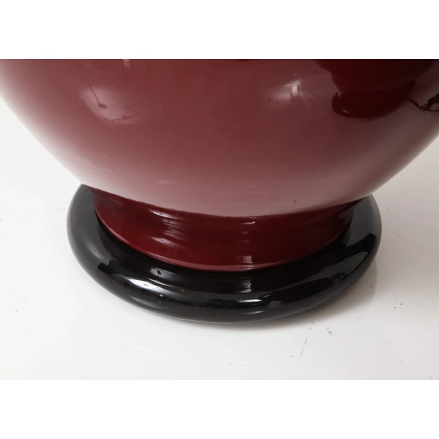 Large Ceramic Lamps with a Rich Burgundy Glaze Finish - A Pair | Chairish