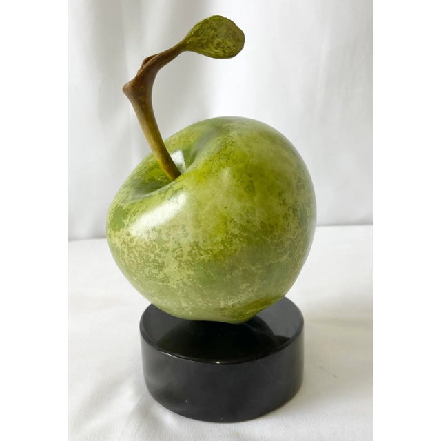 Contemporary Randi Grantham Bronze Granny Apple Sculpture on Marble ...