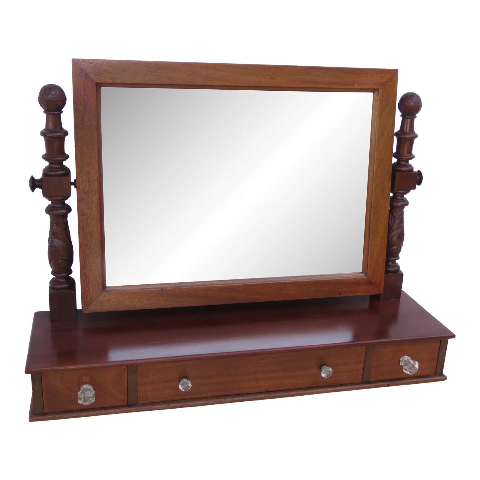 Empire Early 1900s Vanity Chest Dresser Mirror With Crystal Handles ...
