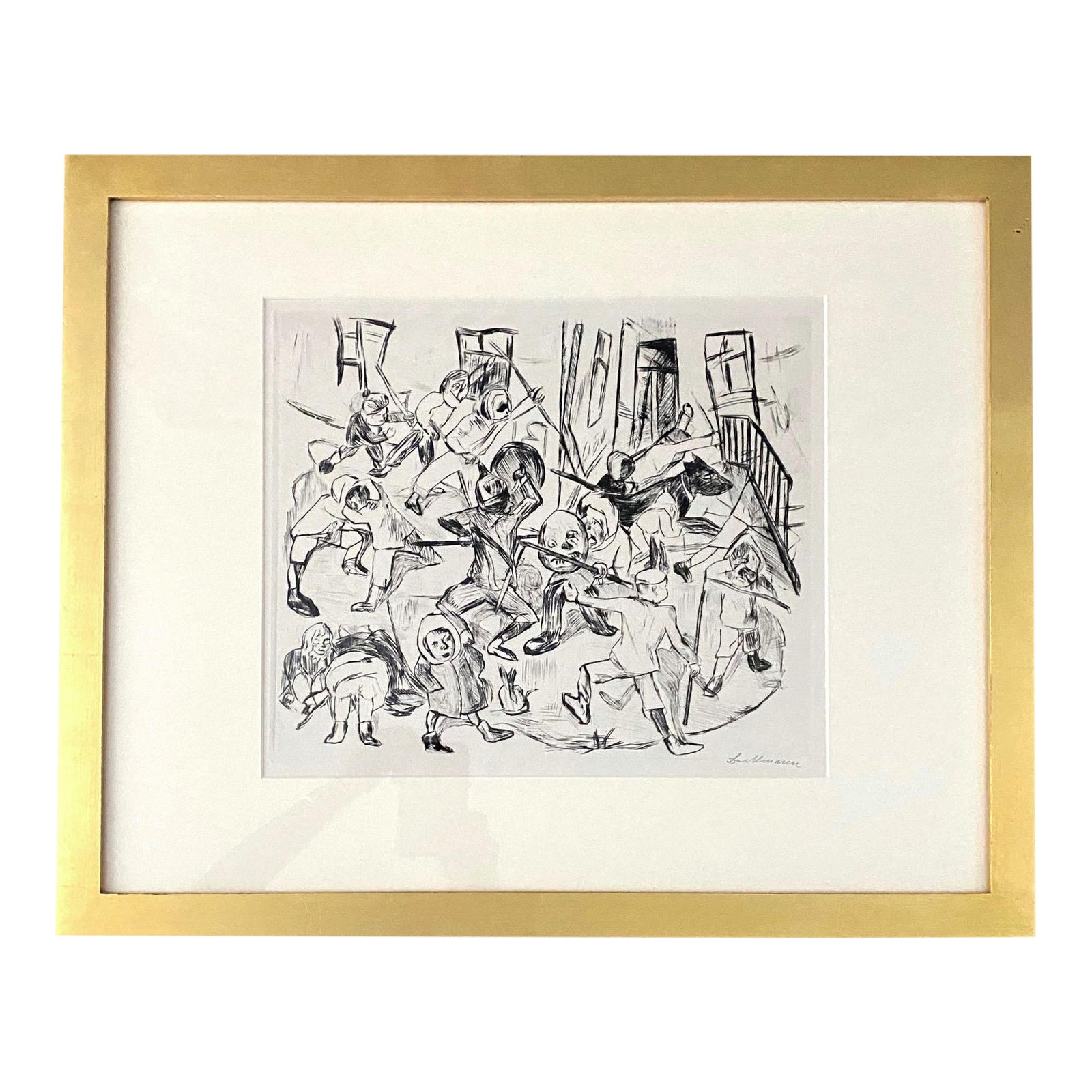Max Beckmann “Spielende Kinder” Etching, 1918 | Chairish