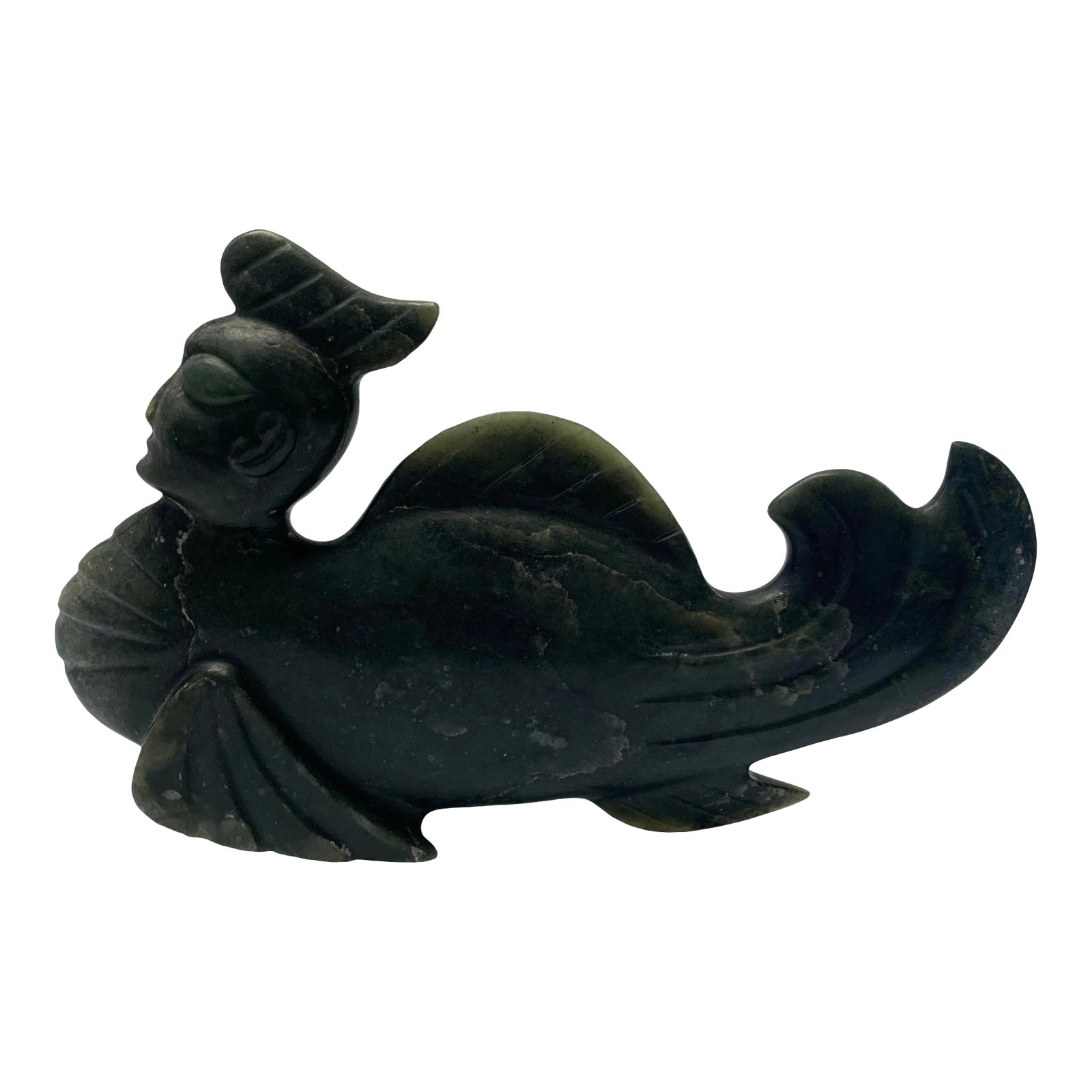 Ancient Serpentine Statue Figurine. | Chairish