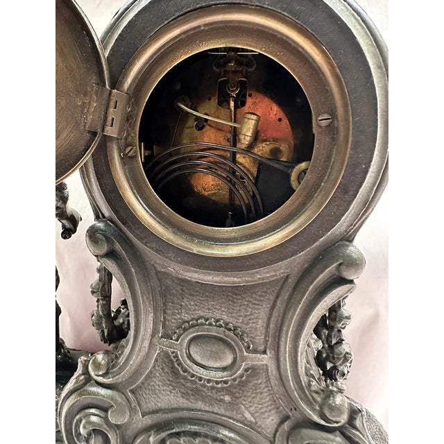 19th Century Waterbury “Vale” Cast Metal Figural Statue Mantel Clock ...