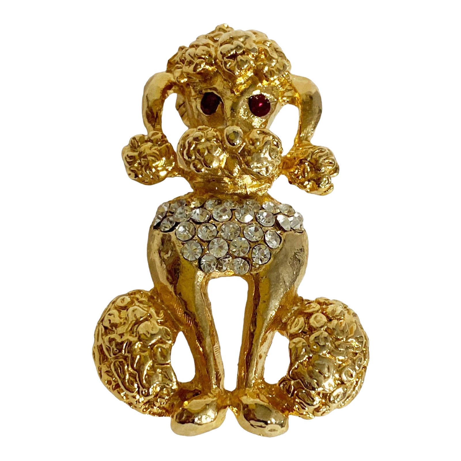 Vintage Gold Tone/Rhinestone Poodle Brooch/Pin Fabulous 1.5" H | Chairish