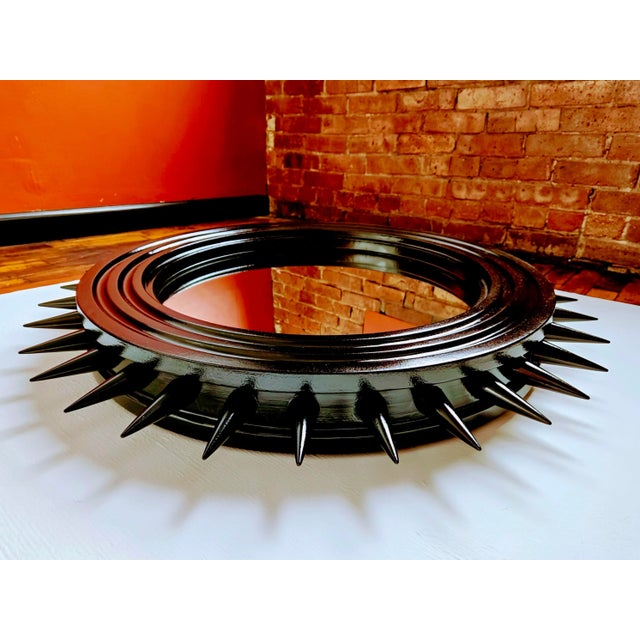 Troy Hixson Black Spike Wooden Mirror | Chairish