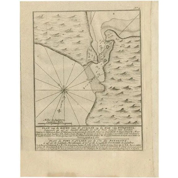 Antique Map of Puerto San Julian in Patagonia, 1749 | Chairish