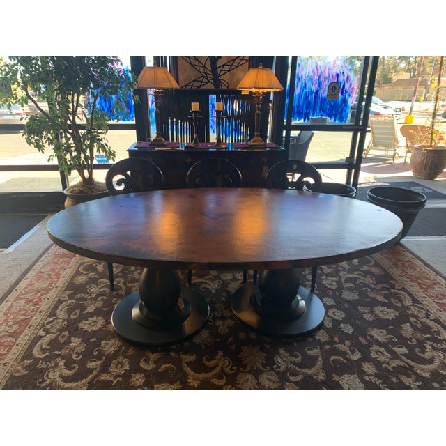 Arhaus Acid Washed Copper Table With Eight Arhaus Jackson Dining Chairs ...