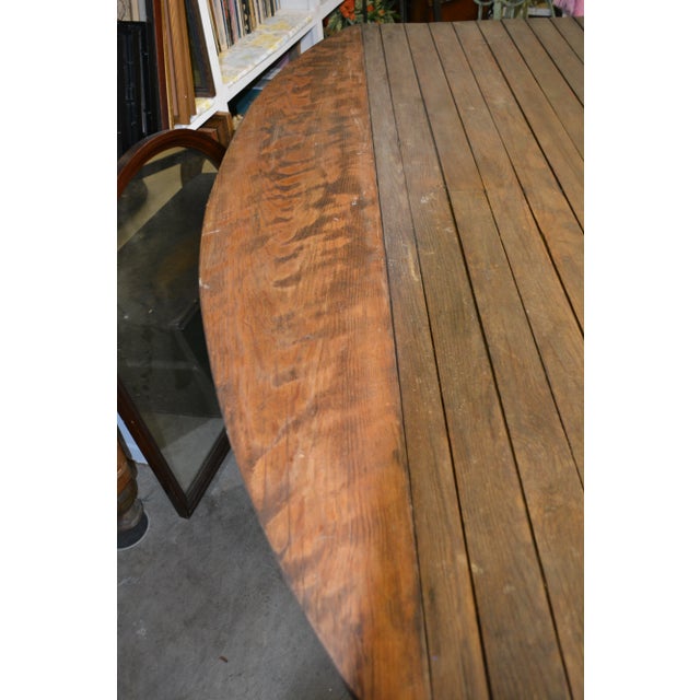 1930s Vintage Wooden Slat Top Long Dining Table Drop Leaves Added Iron ...