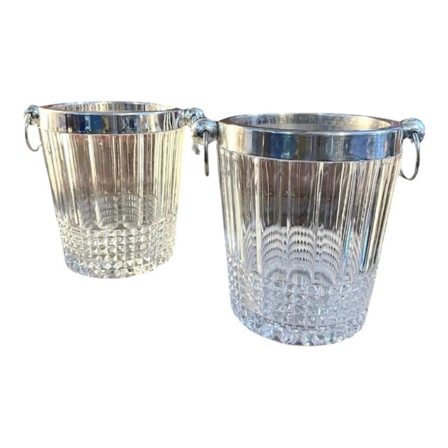 A Pair of 1950s Modernist Crystal and Silver Plate French Wine Coolers ...