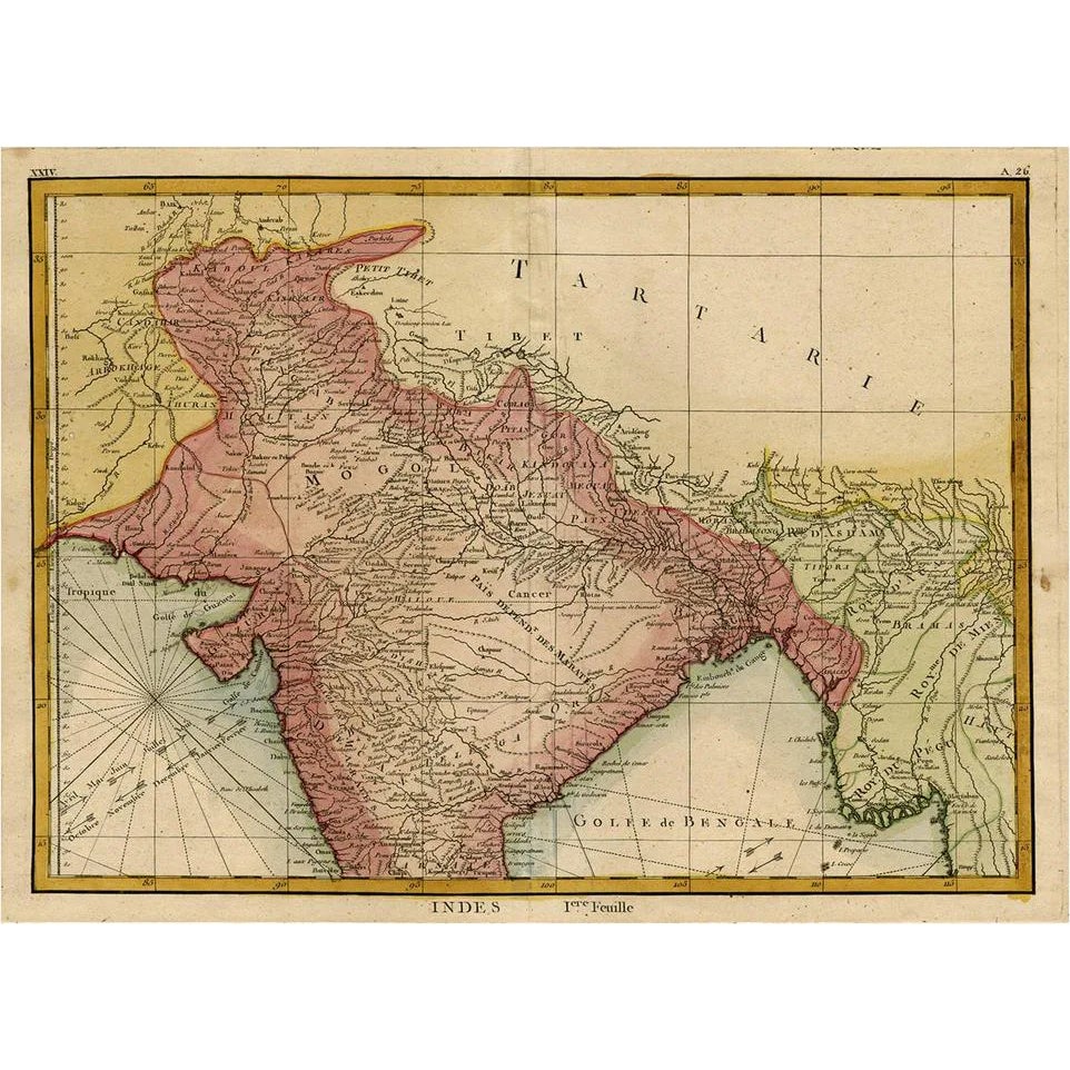 Map of Northern India with Surrounding Regions, 1783 | Chairish