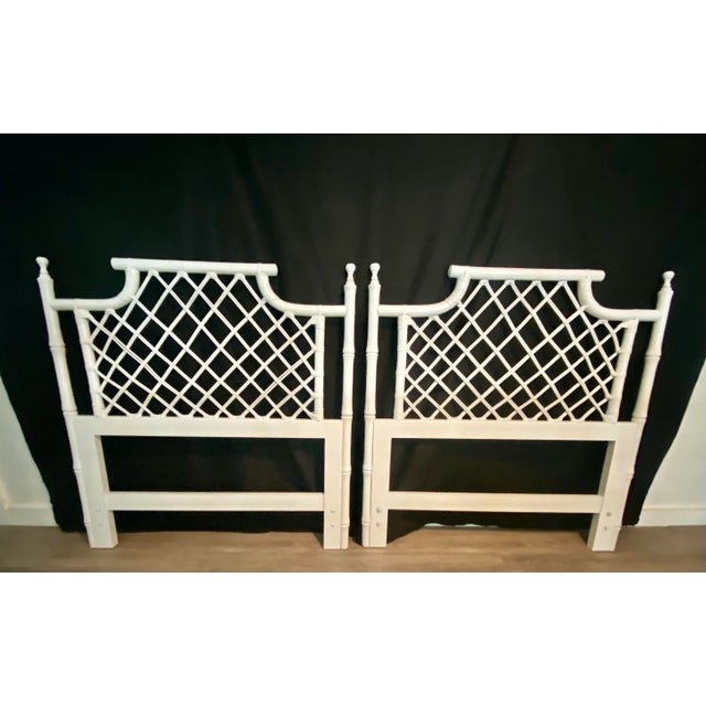 Ficks Reed Vintage Palm Beach Regency Lattice Twin Size White Rattan ...