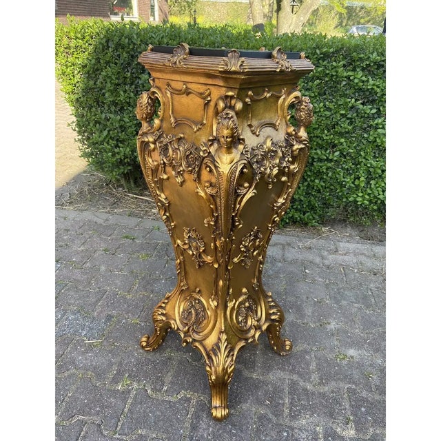 Pair of Late 20th Century Italian Baroque Rococo Style Gold Pedestals ...