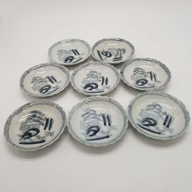 Set of Small Japanese Blue and White Dishes With Landscape Motifs Set ...