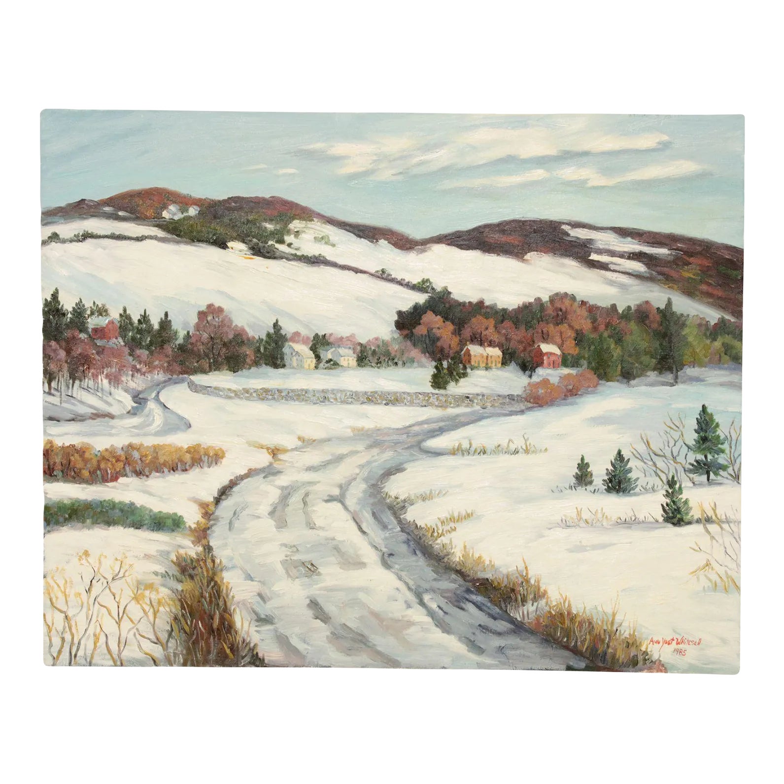 Ann Yost Whitesell Winter 'Stone Wall' Landscape Original Oil Painting ...