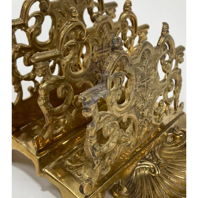 Vintage Art Nouveau Style Brass Letter Holder With Coin Tray | Chairish