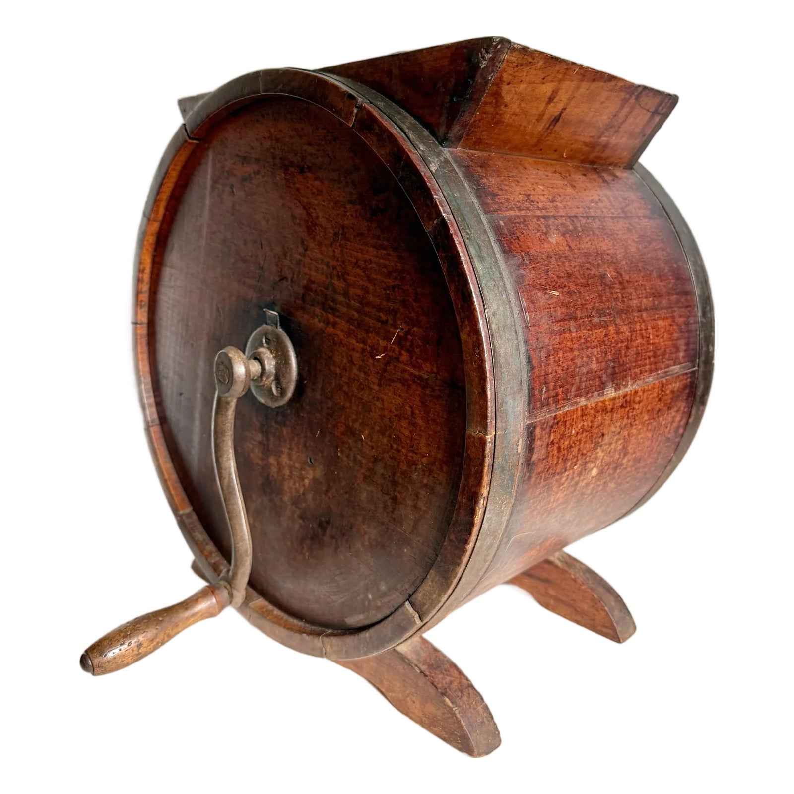 1890-1910 Antique Wooden Barrel Butter Churn With Hand Crank | Chairish