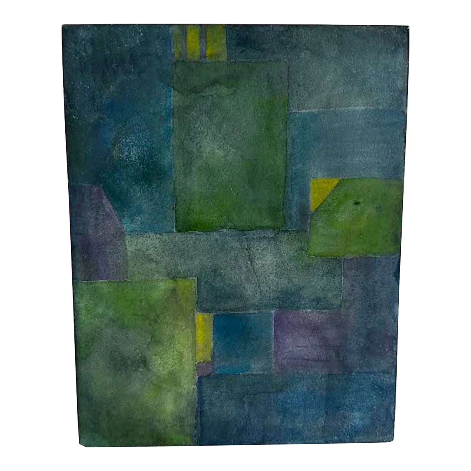 "Blocks" Soft Graphic Watercolor Painting by Amy Allison | Chairish