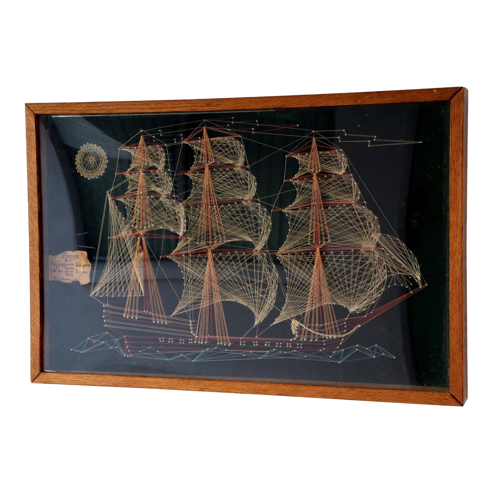 1970's Large Clipper Ship String Art Piece | Chairish