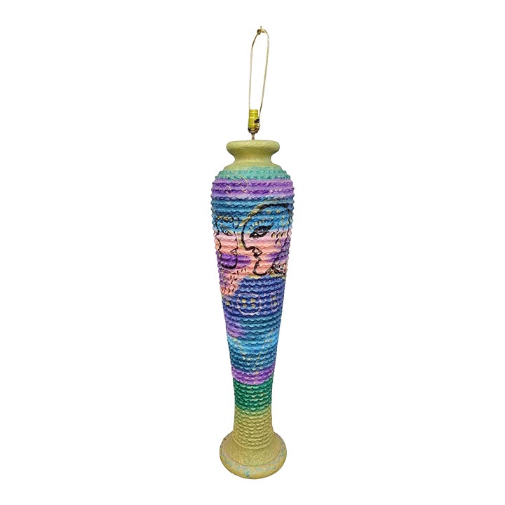 Vintage Surreal Painted Floor Lamp by Artist Rom Yaari | Chairish