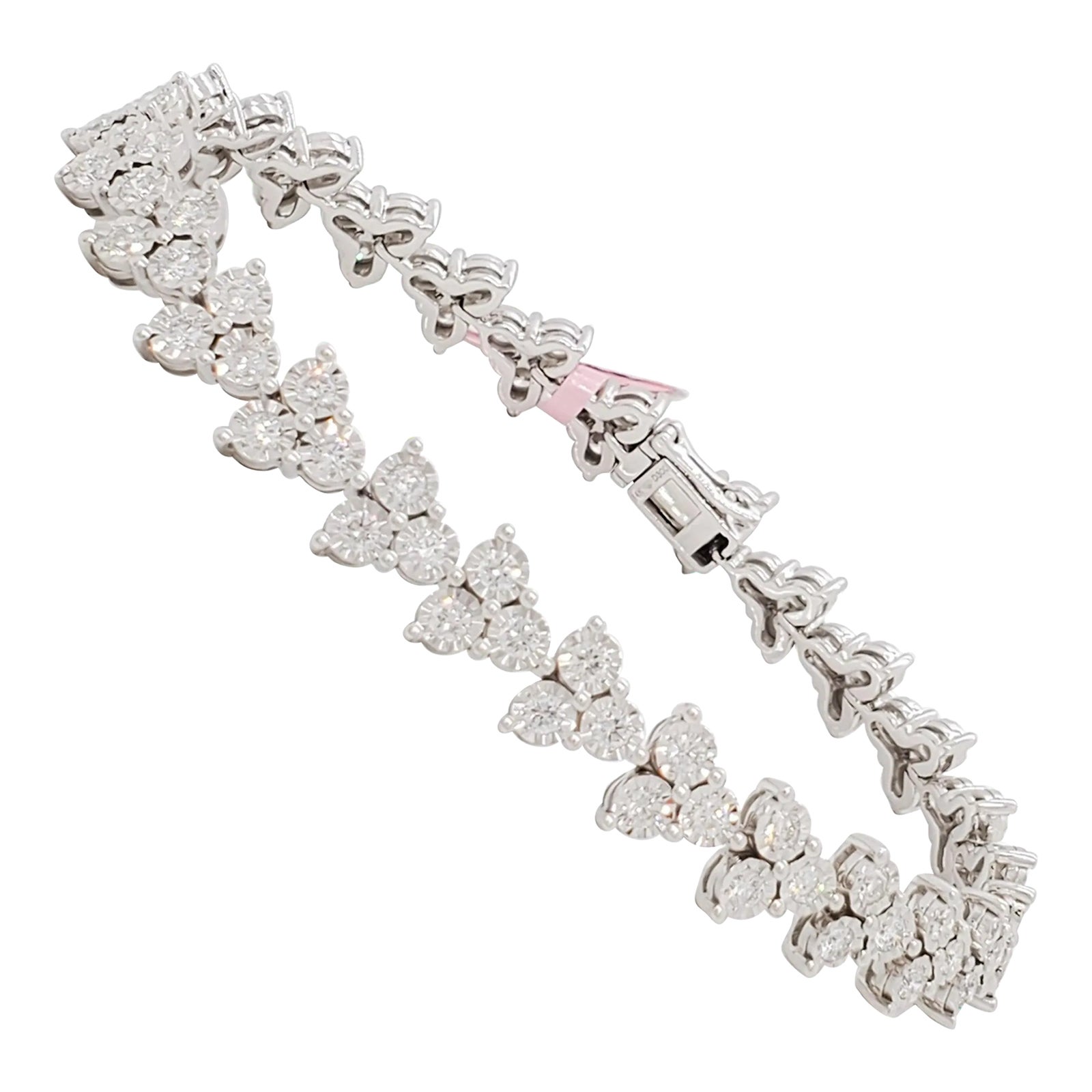 White Diamond Triangle Design Bracelet in 14k White Gold | Chairish
