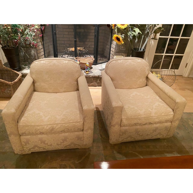 Pair of 1990s Upholstered Fabric Club Chairs | Chairish