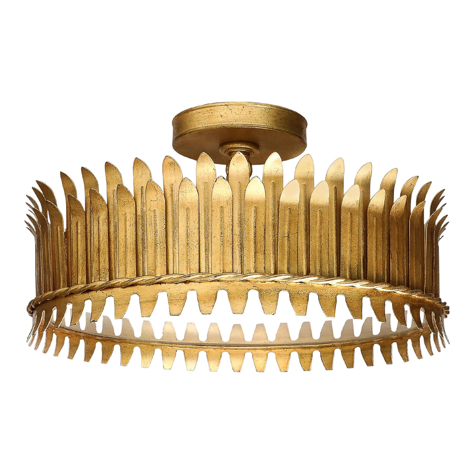 Mid-Century Modernist Geometric Feather Form Brass & Frosted Glass ...