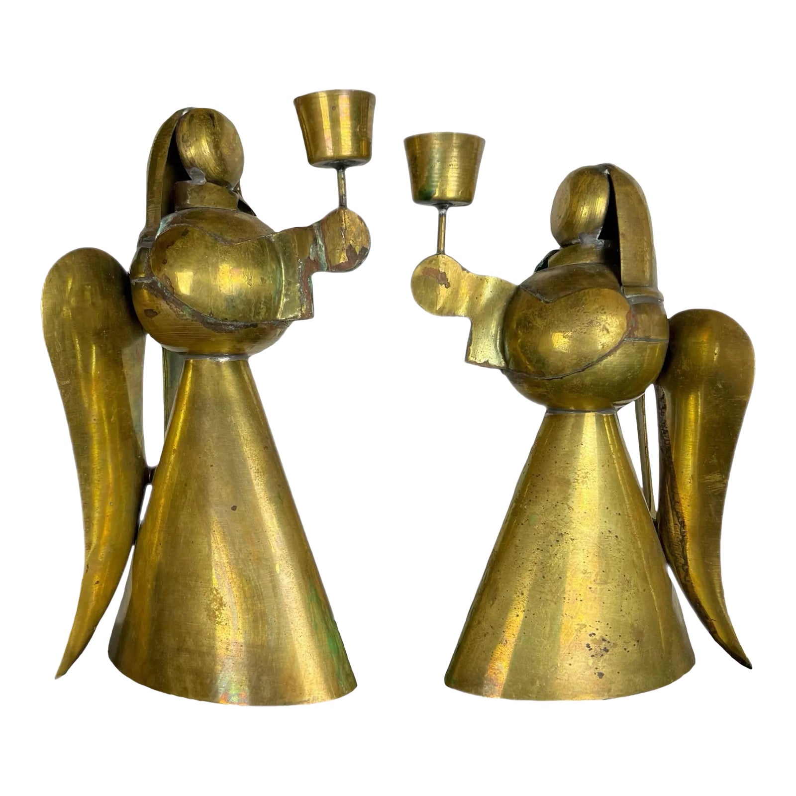 Vintage Mid 20th Century Brass Angels Candle Holders Shabby Chic ...