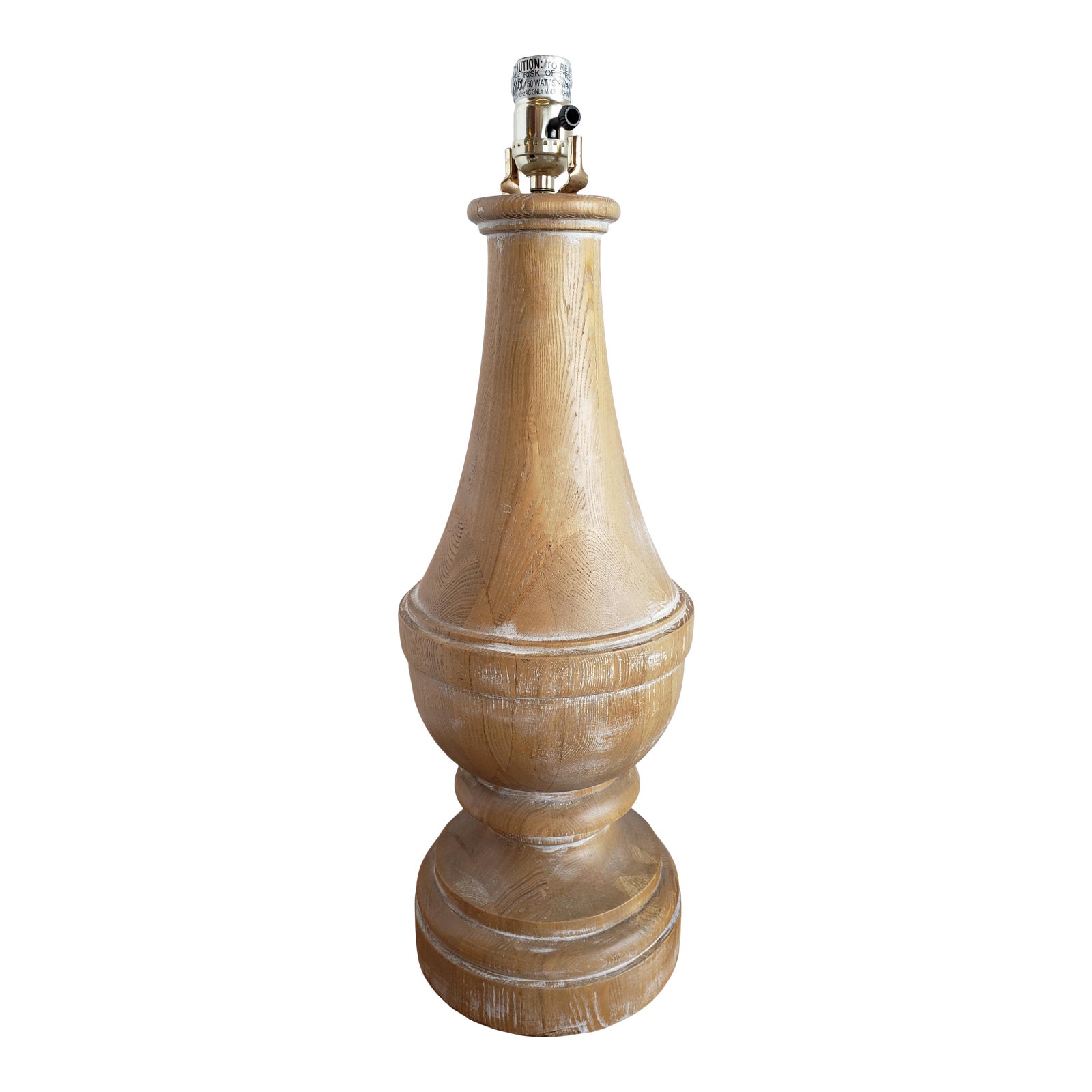 1970s Mid Century Turned Wood Column Table Lamp | Chairish