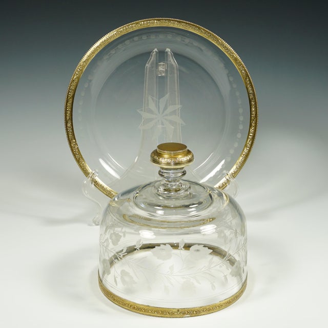 Antique French Sterling Silver & Glass Cheese Bell Dome | Chairish