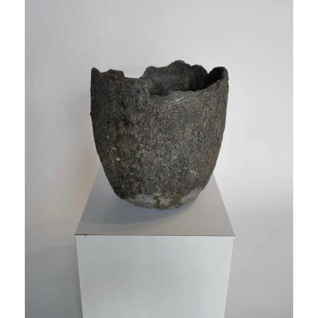 Vintage Brutalist Crucible Vessel Pot Planter | Chairish