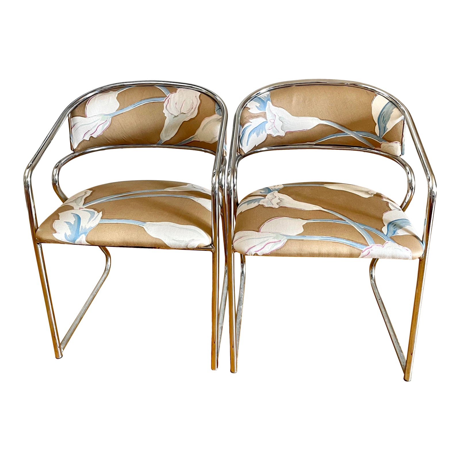 Calla Lily Chrome Chairs - a Pair | Chairish