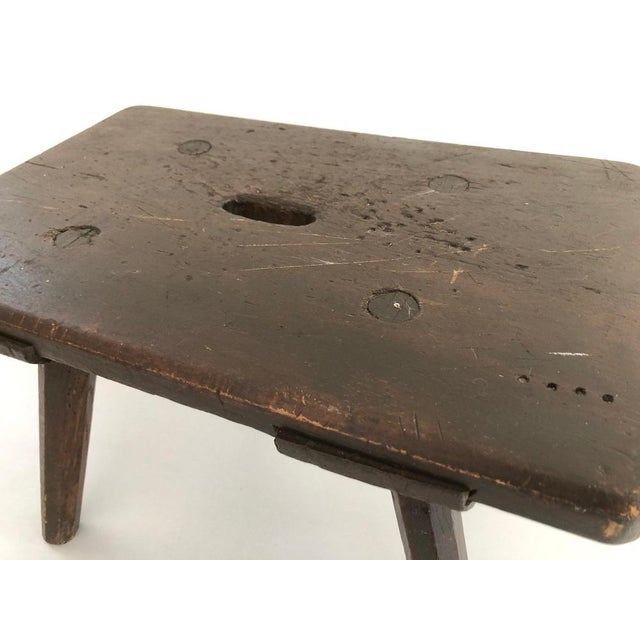 Antique Hand-Crafted Worn Wood Low Stool, 1930s | Chairish