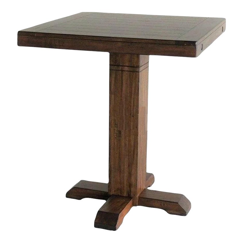Square Adjustable Height Brown Solid Wood Pub Table | Chairish
