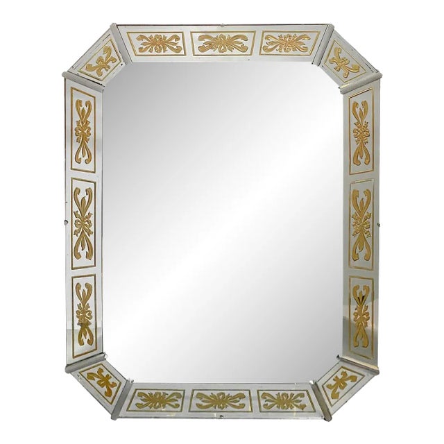 Hollywood Regency Style Venetian Eglomise Gold Bow & Ribbon Design Wall ...