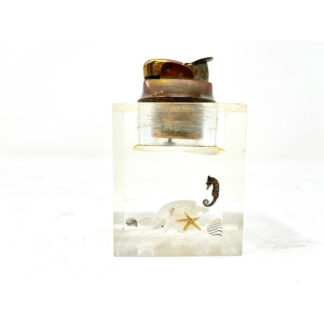 Mid-Century Modern Lighter in Cuboid Lucite Base | Chairish