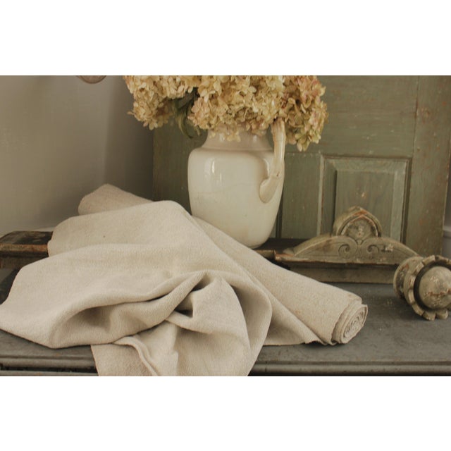 Antique Complex Weave Homespun Hemp Linen Fabric | Chairish